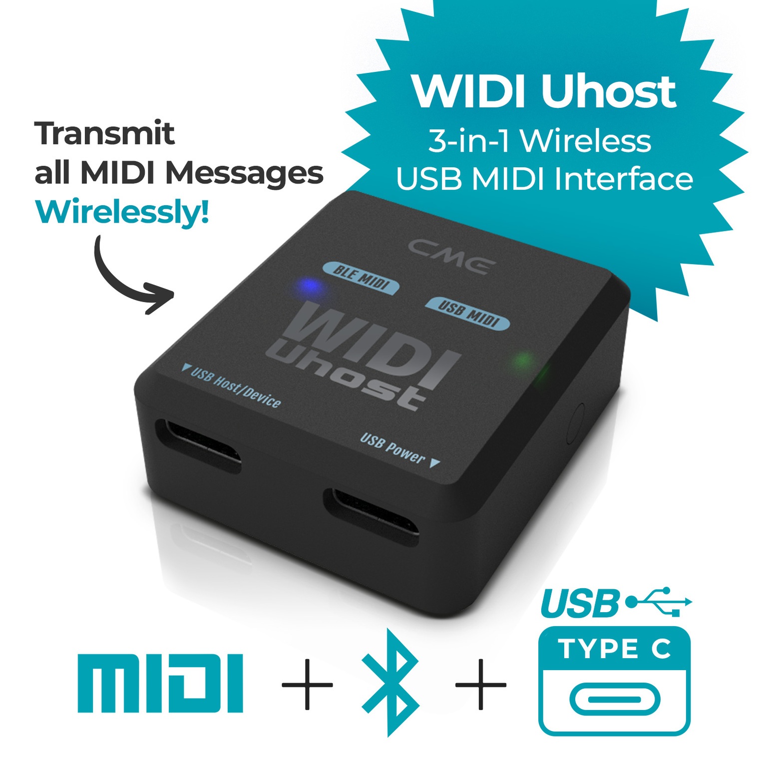 WIDI Uhost - The 3-in-1 MIDI USB Solution over Bluetooth, by CME