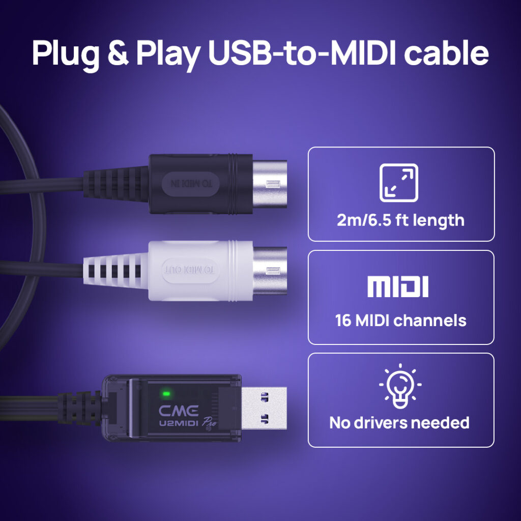 CME U2MIDI Pro: USB to MIDI cable with MIDI routing and filters