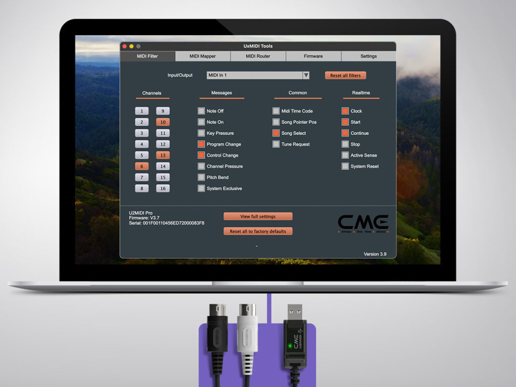 CME U2MIDI Pro: USB to MIDI cable with MIDI routing and filters