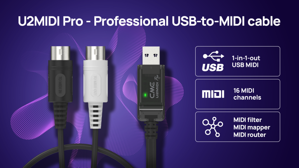 CME U2MIDI Pro: USB to MIDI cable with MIDI routing and filters