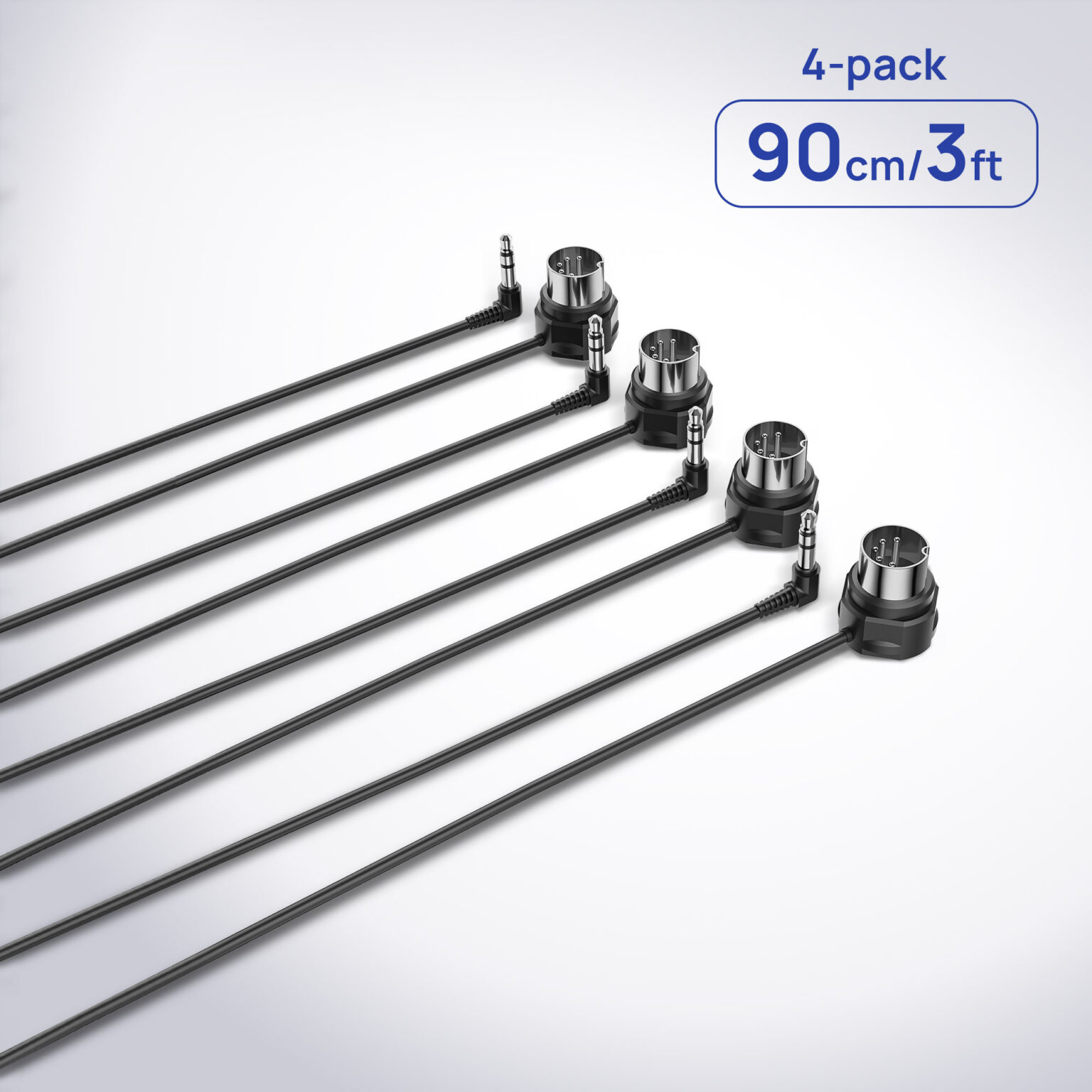TRS (Angled, 1/8", type A) to 5-pin DIN MIDI Cable 4-Pack - 3FT / 90cm ...