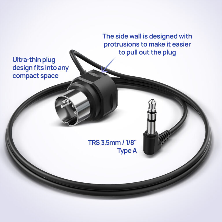 TRS (Angled, 1/8", type A) to 5-pin DIN MIDI Cable 4-Pack - 3FT / 90cm ...