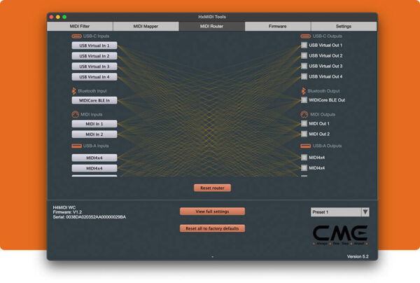 Cme H4midi Wc Usb Host Midi Interface Router Filter Mapper