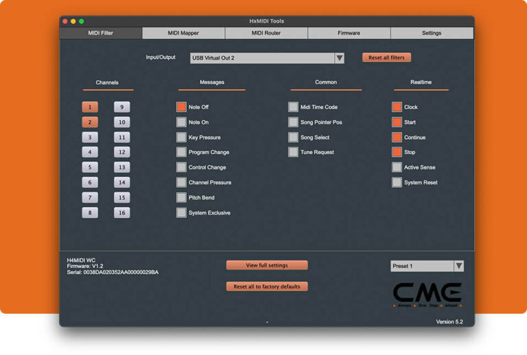 Cme H4midi Wc Usb Host Midi Interface Router Filter Mapper