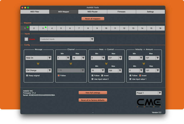 Cme H4midi Wc Usb Host Midi Interface Router Filter Mapper