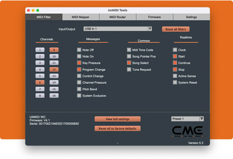 Cme U4midi Wc Midi Interface With Router Filter Mapper And Optional