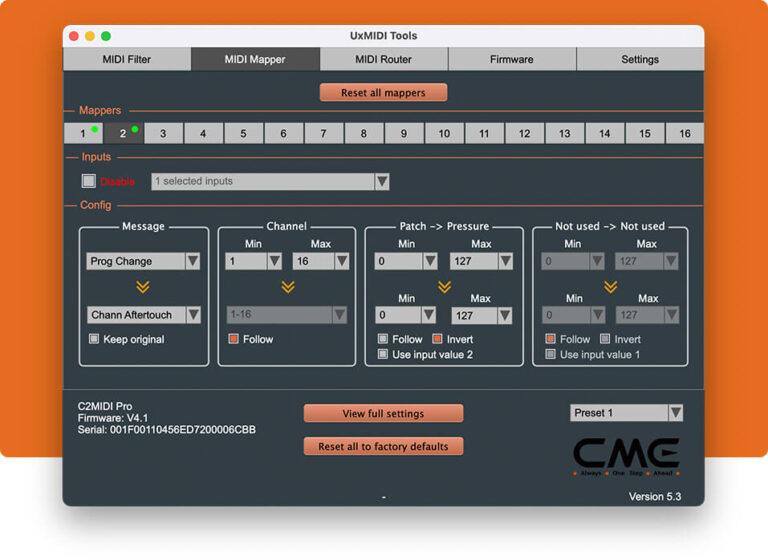 CME C2MIDI Pro: 2-in-1 USB + MIDI cable with filter & mapper