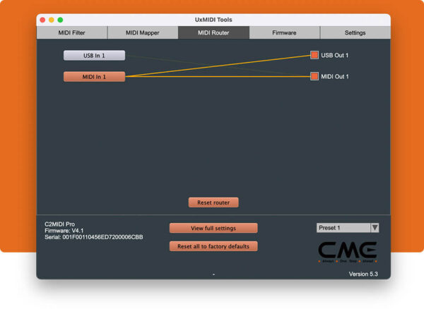 CME C2MIDI Pro: 2-in-1 USB + MIDI cable with filter & mapper