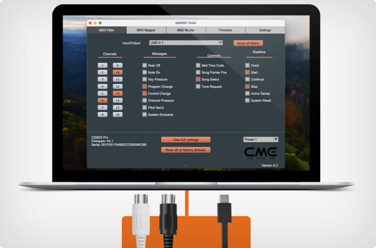CME C2MIDI Pro: 2-in-1 USB + MIDI cable with filter & mapper