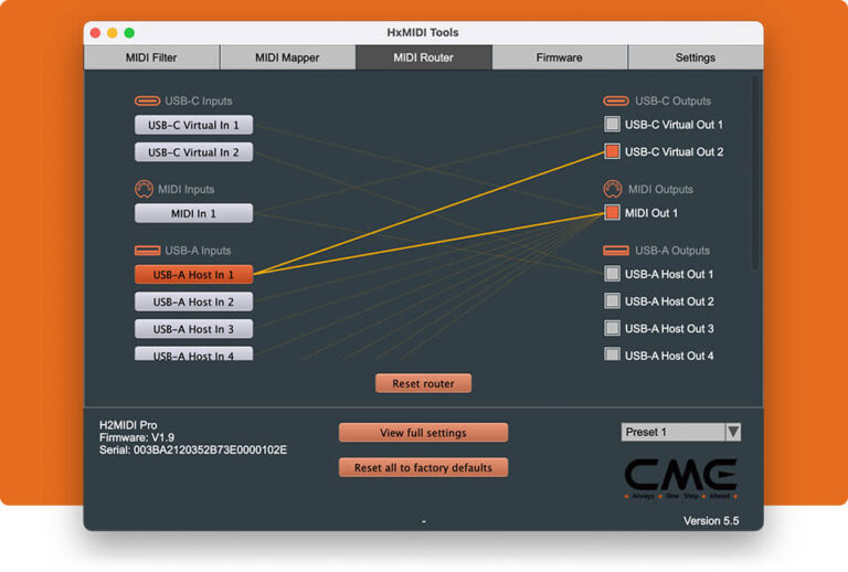 CME H2MIDI Pro: Compact USB Host MIDI Interface + router, filter & mapper