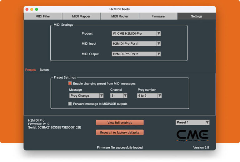 CME H2MIDI Pro: Compact USB Host MIDI Interface + router, filter & mapper